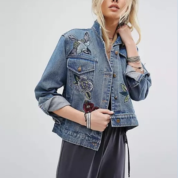 Honey Punch | Jackets & Coats | Honey Punch Embroidered Denim Jacket ...